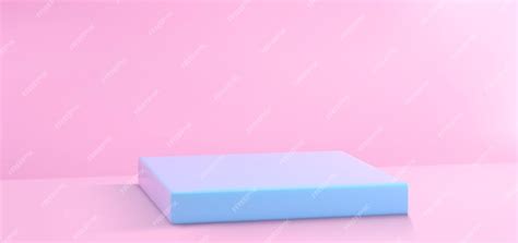 파란색 연단 벡터 배경이 있는 3d 분홍색 벽 스튜디오 배경 제품 광고 디스플레이 프레젠테이션 스테이지를 위한 빈 렌더링 원근