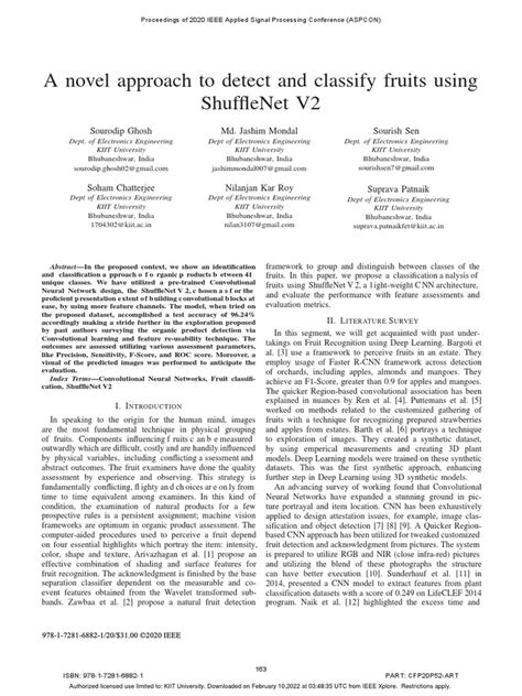 A Novel Approach To Detect And Classify Fruits Using Shuf Enet V2 Pdf