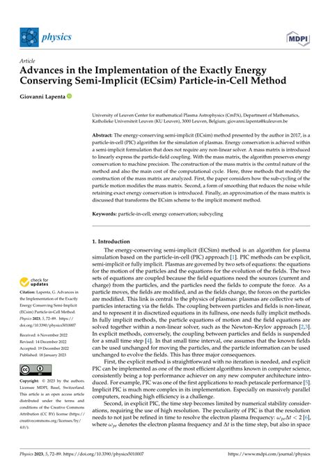 pdf advances in the implementation of the exactly energy conserving