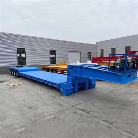 China 12 Wheelers Container Chassis Loader Lowbed Truck Low Bed Trailer