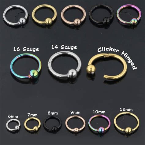 16 Gauge 7mm Diameter 316l Surgical Steel Clicker Hinged Captive Bead