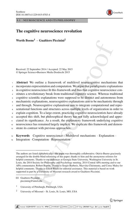 Pdf The Cognitive Neuroscience Revolution