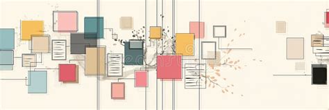 Mind Map Connecting Information And Ideas With Colorful Squares And