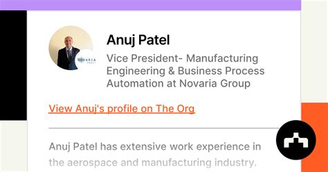 anuj patel vice president manufacturing engineering and business process automation at novaria
