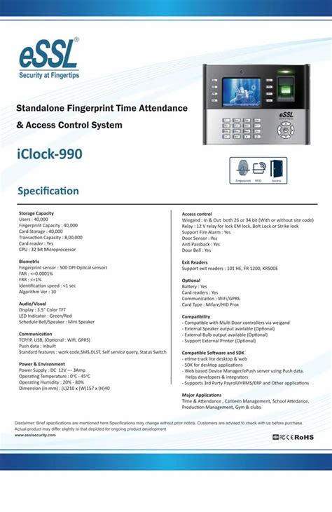 Essl Biometric Device Palm Reader At Rs In Faridabad ID