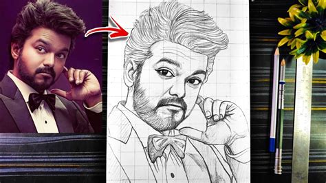 Vijay Thalapathy Drawing Outline How To Draw Actor Vijay Thalapathy