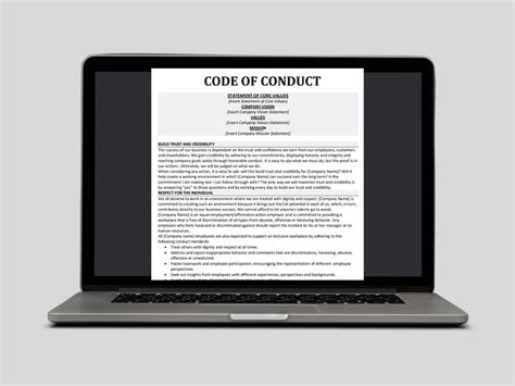 Employee Code Of Conduct Policy Hr Business Procedures Template Etsy