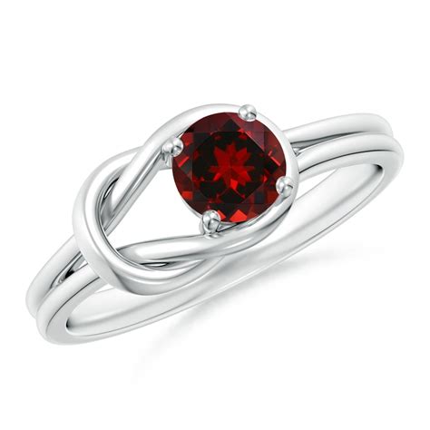 Solitaire Garnet Infinity Knot Ring Angara