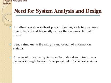 System Analysis And Design