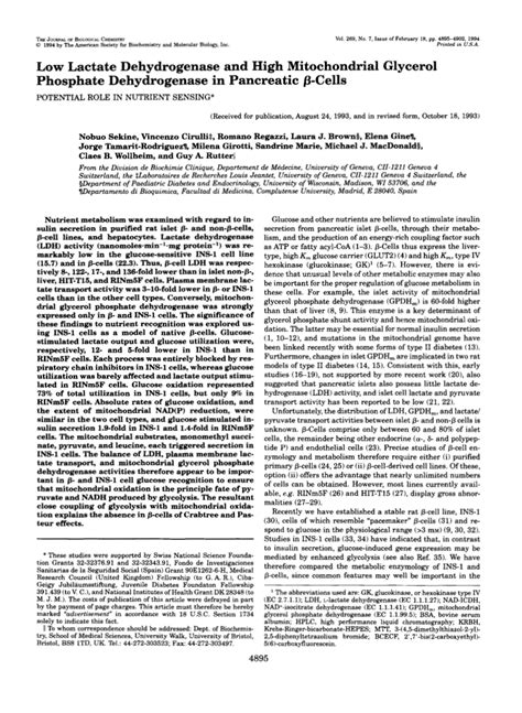 Pdf Low Lactate Dehydrogenase And High Mitochondrial Glycerol