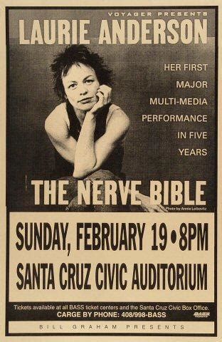 Laurie Anderson Vintage Concert Poster From Santa Cruz Civic Auditorium Feb 19 1995 At Wolfgang S
