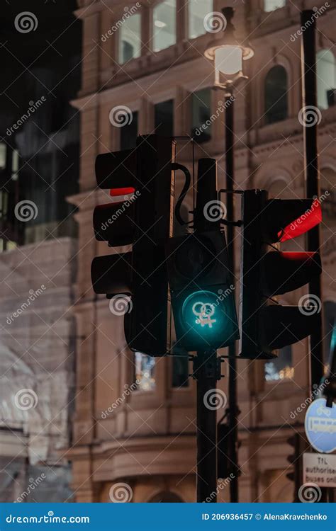 Female Gender Symbols Celebrating Same Sex Relationships On Traffic Light In Trafalgar Square
