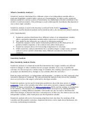 Understanding Sensitivity Analysis In Finance And Economics Course Hero