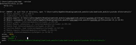 error enoent · issue 140 · udacimak udacimak · github
