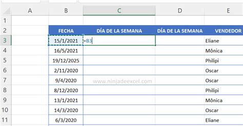 Día De La Semana Por Completo En Excel Ninja Del Excel