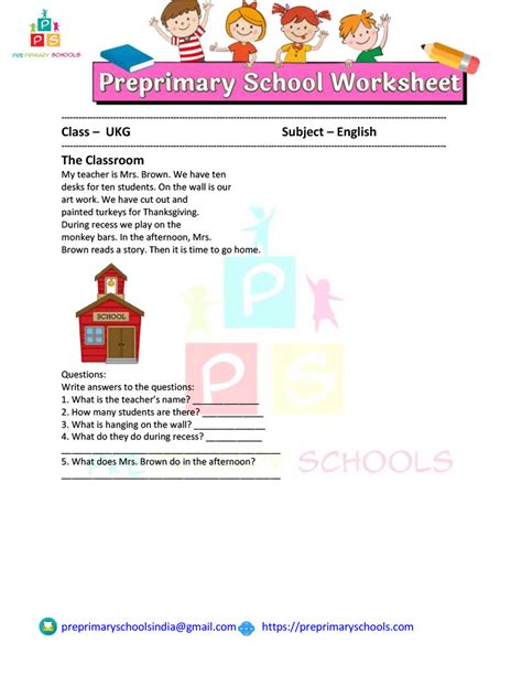 The Classroom Reading Comprehension Exercise For Kindergarten