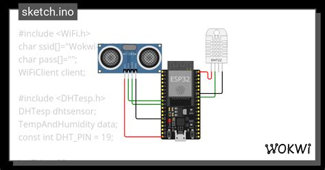 Ultrasonic Sensor Andand Dht22 Sensor With Wifi Wokwi Esp32 Stm32 Arduino Simulator