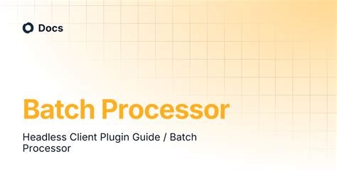 Batch Processor Docs