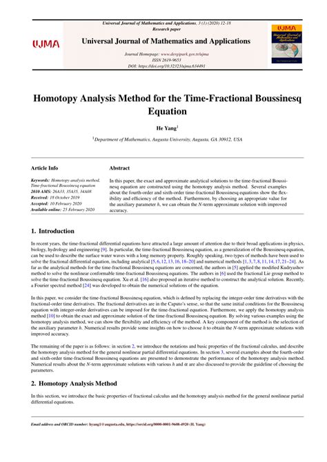 Pdf Homotopy Analysis Method For The Time Fractional Boussinesq Equation