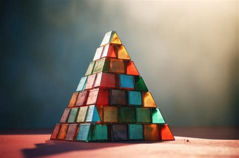Premium Photo A Pyramid Of Building Blocks With The Topmost Block Highlighted