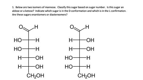 Solved Below Are Two Isomers Of Mannose Classify This Sugar