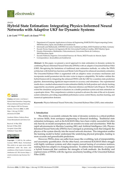 Pdf Hybrid State Estimation Integrating Physics Informed Neural Networks With Adaptive Ukf