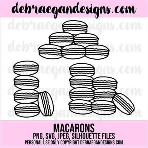 Macarons 3 Styles Svg Png Jpeg Silhouette Cameo Cricut Cut