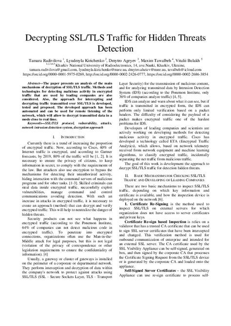 pdf decrypting ssl tls traffic for hidden threats detection