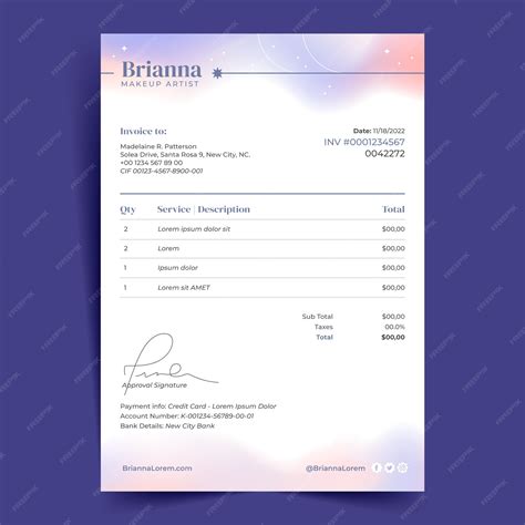 Makeup Artist Invoice Template Saubhaya Makeup