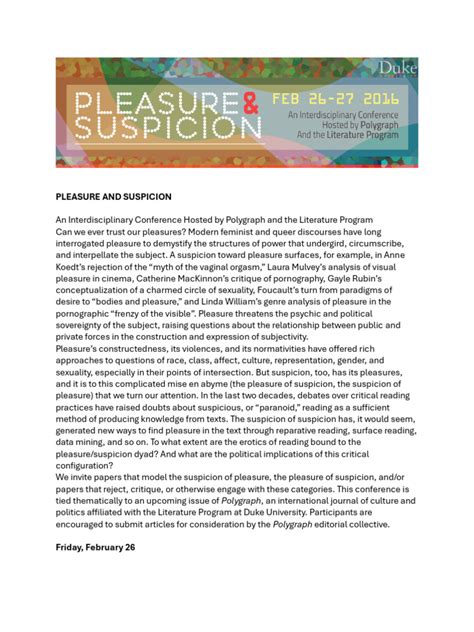 Pleasure and Suspicion | PDF