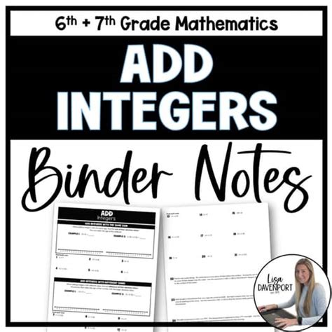 Add Integers Binder Notes 6th And 7th Grade Math By Lisa Davenport