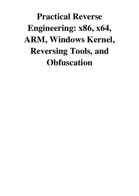 2014 Practical Reverse Engineering Pdf X86 X64 Arm Windows