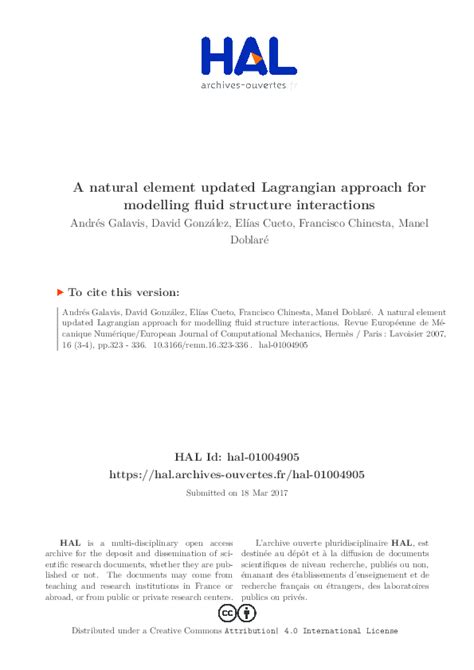 pdf a natural element updated lagrangian approach for modelling fluid