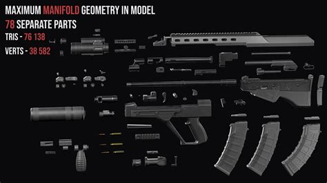 3d model tactical modular assault rifle bullpup vulkan malyuk vr ar