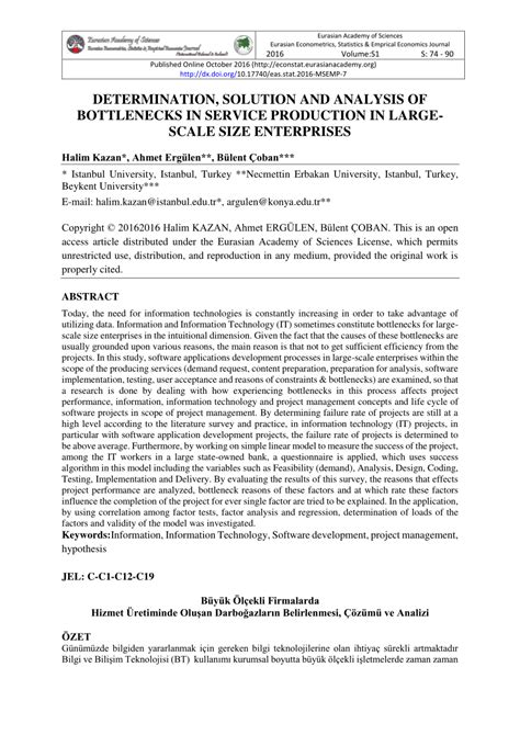 Pdf Determination Solution And Analysis Of Bottlenecks In Service Production In Large Scale