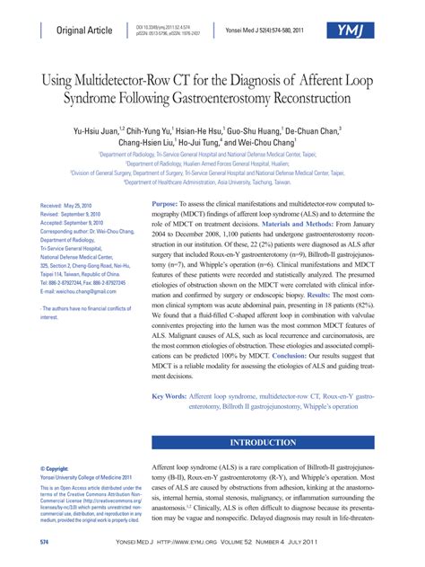 Pdf Using Multidetector Row Ct For The Diagnosis Of Afferent Loop Syndrome Following