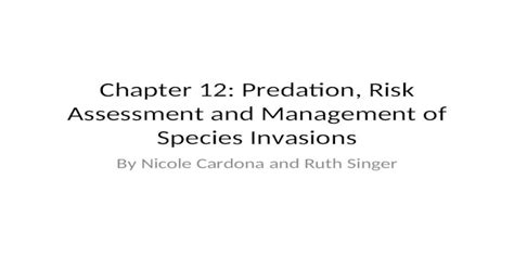 Ppt Chapter 12 Predation Risk Assessment And Management Of Species Invasions By Nicole