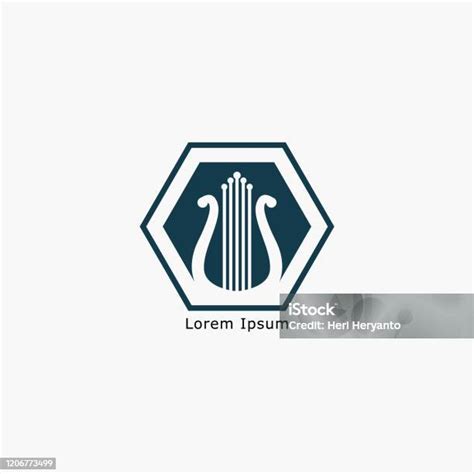 하프 음악 악기 로고 벡터 디자인 템플릿입니다 하프 로고 기호 아이콘입니다 골동품에 대한 스톡 벡터 아트 및 기타 이미지