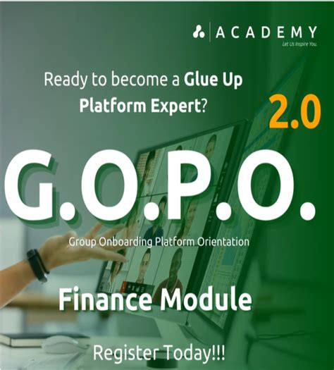 group onboarding platform orientation finance module na glue up