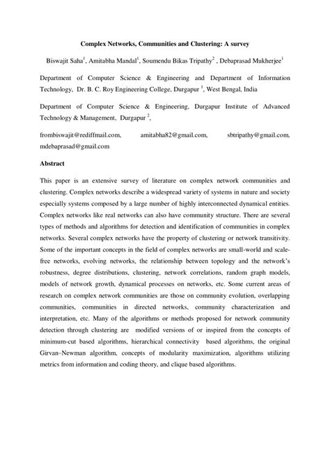 Pdf Complex Networks Communities And Clustering A Survey