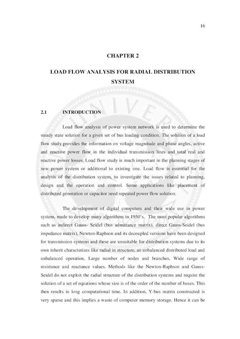 Pdf Chapter 2 Load Flow Analysis For Radial Distribution