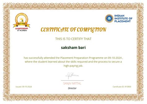 Iit Certificate Pdf