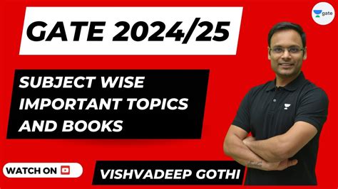 Subject Wise Important Topics And Book For Gate 202425 Vishvadeep