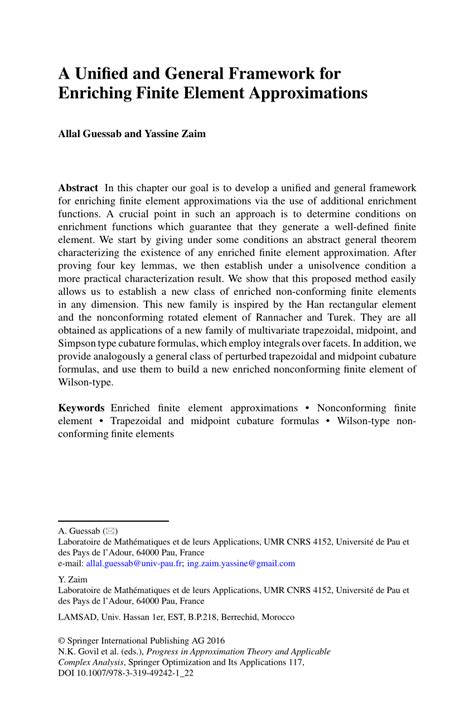 Pdf A Unified And General Framework For Enriching Finite Element Approximations