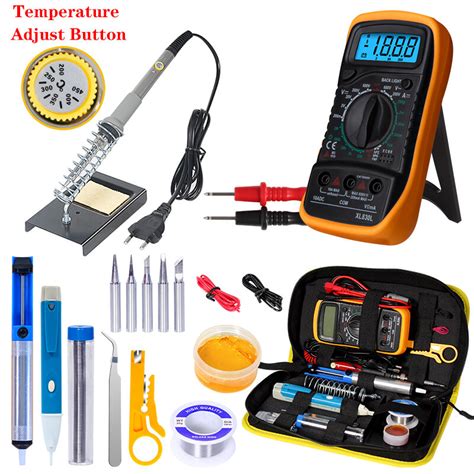 디지털 멀티 미터 키트와 납땜 인두 조정 가능한 온도 자동 범위 설정 Acdc 테스터 멀티 미터 용접 도구 키트 용접 장비 및 소모품