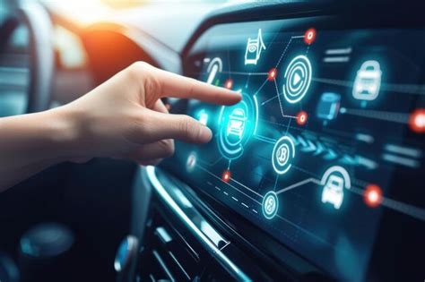 Premium Photo Smart Car With IoT Technology And Interactive Console Icons