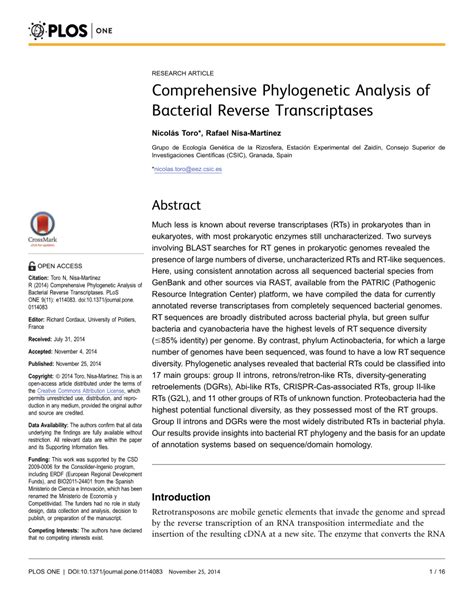Pdf Comprehensive Phylogenetic Analysis Of Bacterial Reverse
