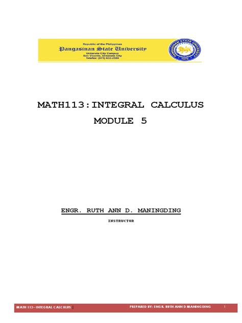 Module 5 Part 2 Integral Calculus Updated With Additional Problems