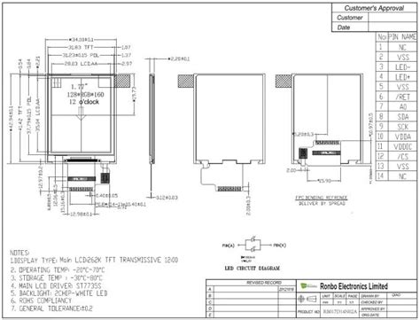 Pin SPI Interface TFT Small LCD Screen X Resolution Active Area Mm