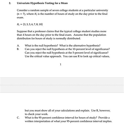Solved Univariate Hypothesis Testing For A Mean Consider A Chegg